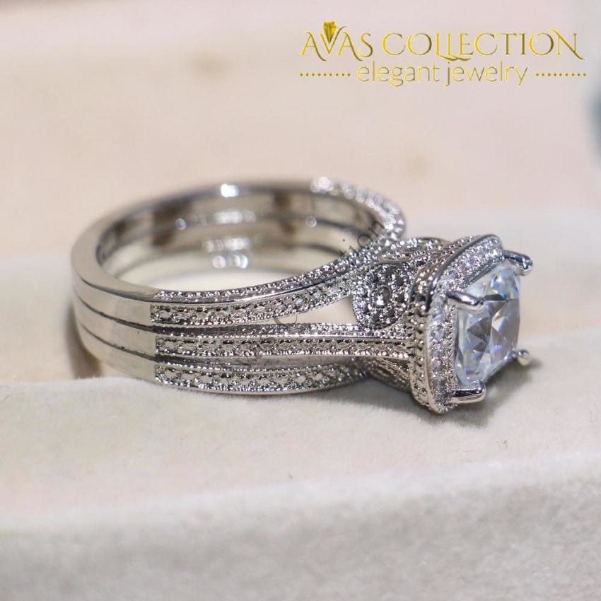 Vintage Cushion Shape Eiffel Tower Engagement Ring – Avas Collection