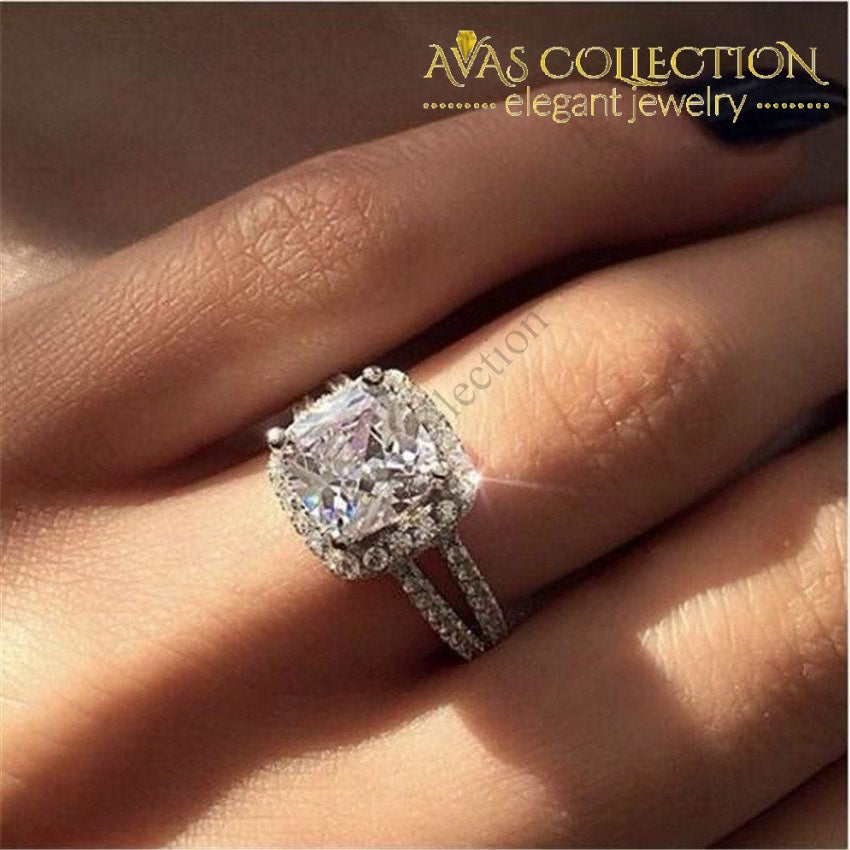 Sparkling Promise Ring/ Engagement Ring Cushion cut 3ct – Avas Collection